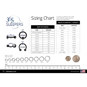 365 Sleepers 20G 18G 16G 14G 12G 10G 8G 6G 4G 2G Surgical Steel 6mm - 22mm Circular Barbell Horseshoe Nose Nipple Tragus Ring Earring Body Piercing Jewelry