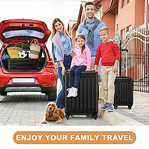 Kono Luggage Expandable(only 28") Suitcase Set 3Pcs + ABS Hardshell Suitcase with 360° Spinner Wheels, 19" 24" 28" Black