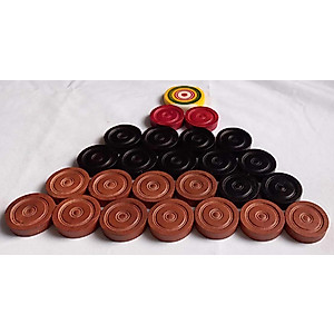 Carrom Board Wood Coins 24-Coins 1-Striker Used in International Carrom Tournament 100% Original
