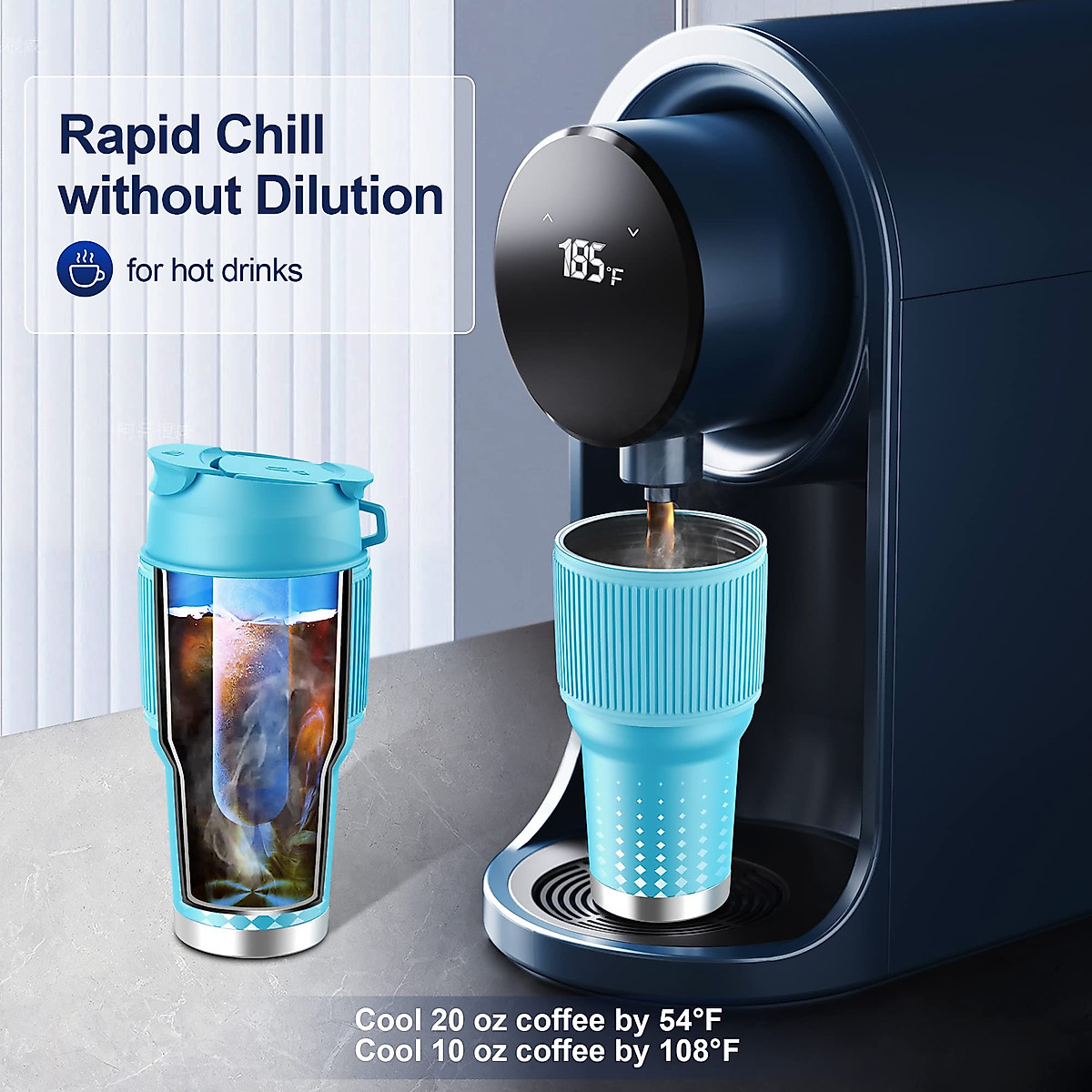 Acko Tumbler with Coffee Chiller, Stainless Steel Insulated Tumbler, Reusable for Coffee/Tea/Beverage, 30oz (Blue)