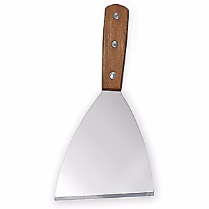 Stainless Steel Spatula Slant Grill Griddle Scraper Diner Flat Straight Blade Wood handle (L)