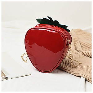 Segreto Women Strawberry Purse Chain Small Crossbody Bag Cell Phone Wallet Bag Shoulder Bag Handbag Fruit Shaped