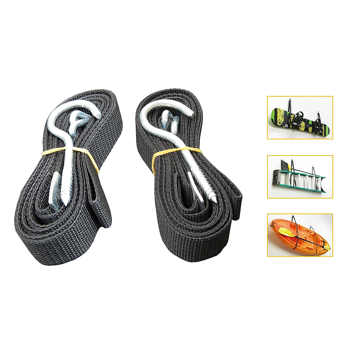 FITOOL Kayak Storage System, Canoes Wall Rack Holders, Adjustable Storage Straps Garage Hangers, 100LBS(45KGS) Weight Capacity, Skiing Board, Ladder, Canoes, Kayak Wall Mount Storage System