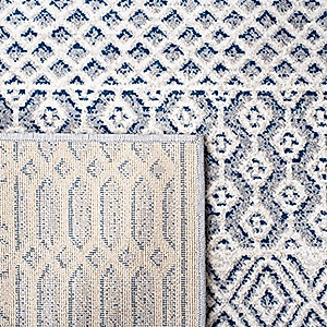 SAFAVIEH Belmont Collection 8' x 10' Ivory / Navy BMT132B Moroccan Non-Shedding Living Room Bedroom Dining Home Office Area Rug