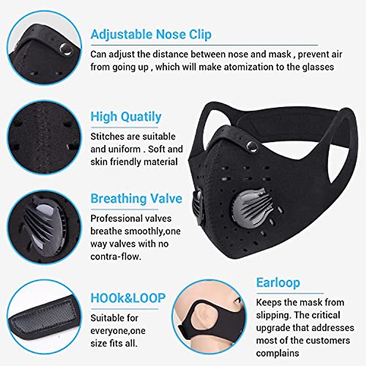 PISIQI Dust Mouth Face Cover Half Face Sports Face Protections Anti Dust Face Mouth Riding Cover with Valve Reusable Breathing Lightweight Face Shield Outdoor Facial for Men and Women