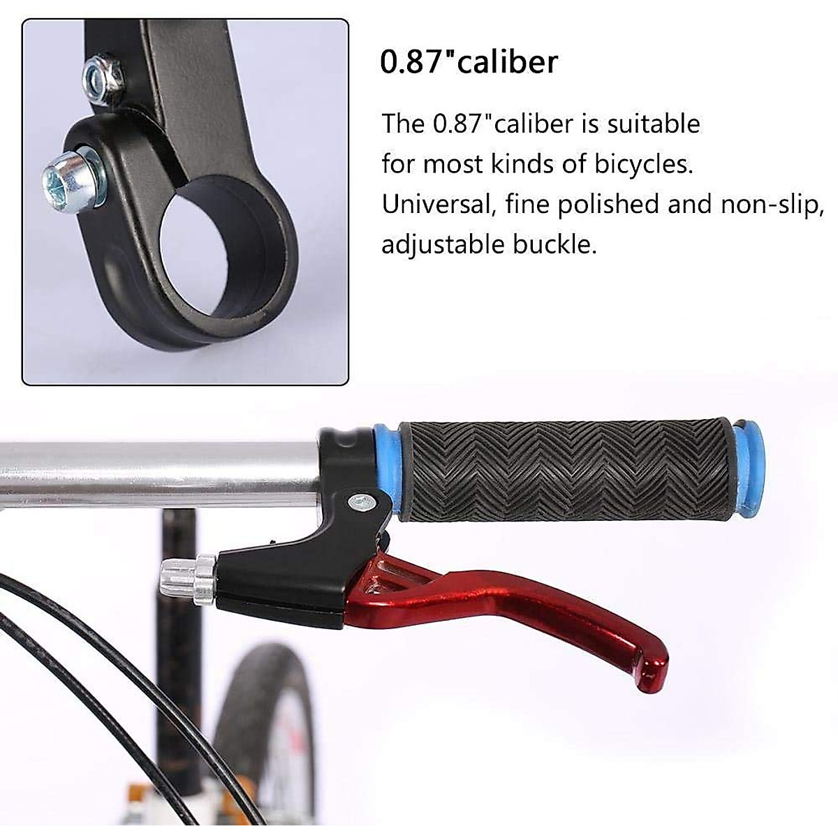 1 Pair Bike Brake Levers, Universal Handlebar Aluminum Alloy Bicycle Handle for for Mountain Bike, Kids Bike, Folding Bike, MTB BMX 2.2cm Diameter (Red)