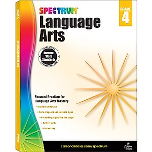 Spectrum Language Arts Grade 4, Ages 9 to 10, 4th Grade Language Arts Workbook, Vocabulary, Sentence Types, Parts of Speech, Writing Practice, and Grammar Workbook - 200 Pages (Volume 14)