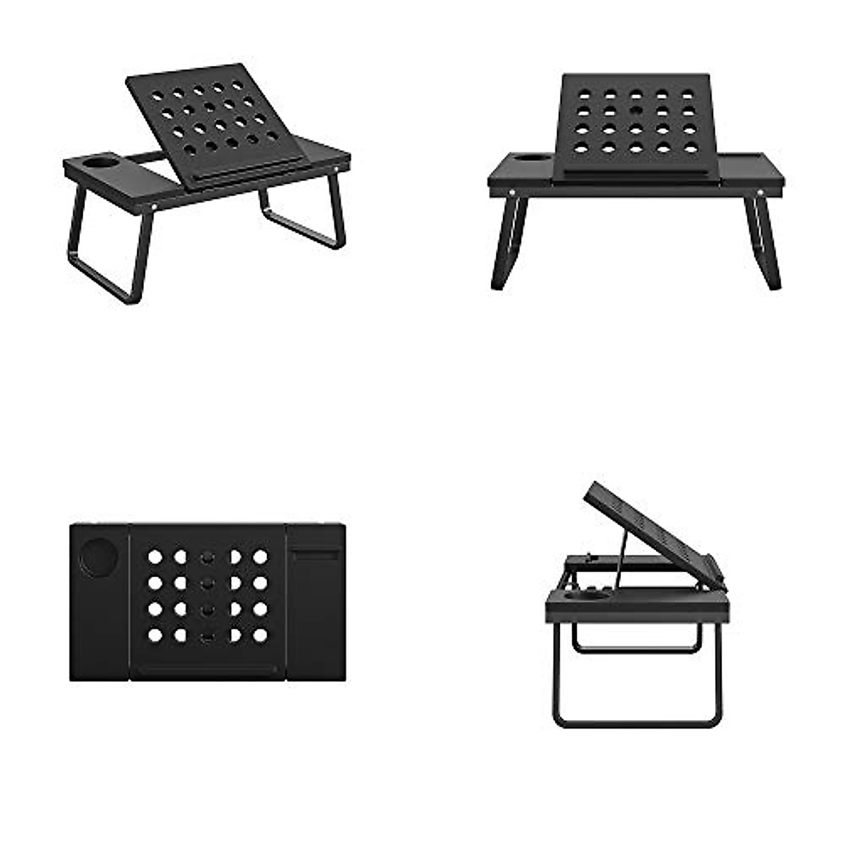 COSCO Folding Laptop, Black w/Cup & Electronic Device Holder, Adjustable & Portable Desk Activity Tray, 1 Pack