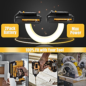 Upgraded 2Pack 3.5Ah 20V Battery Replacement for Dewalt Battery 20Volt Max Li-ion Battery Compatible with Dewalt 20V Battery DCB200 DCB203 DCB204 DCV580 DCB180 for Dewalt 20Volt Cordless Tools Battery
