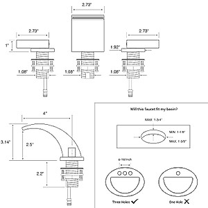 Brushed Nickel LED Bathroom Sink Faucet 3 Holes,AUU Waterfall Bathroom Vanity Sink Faucets Solid Brass,2 Handles 8 Inch Countertop Faucets with Pop Up Drain (Brushed Nickel)