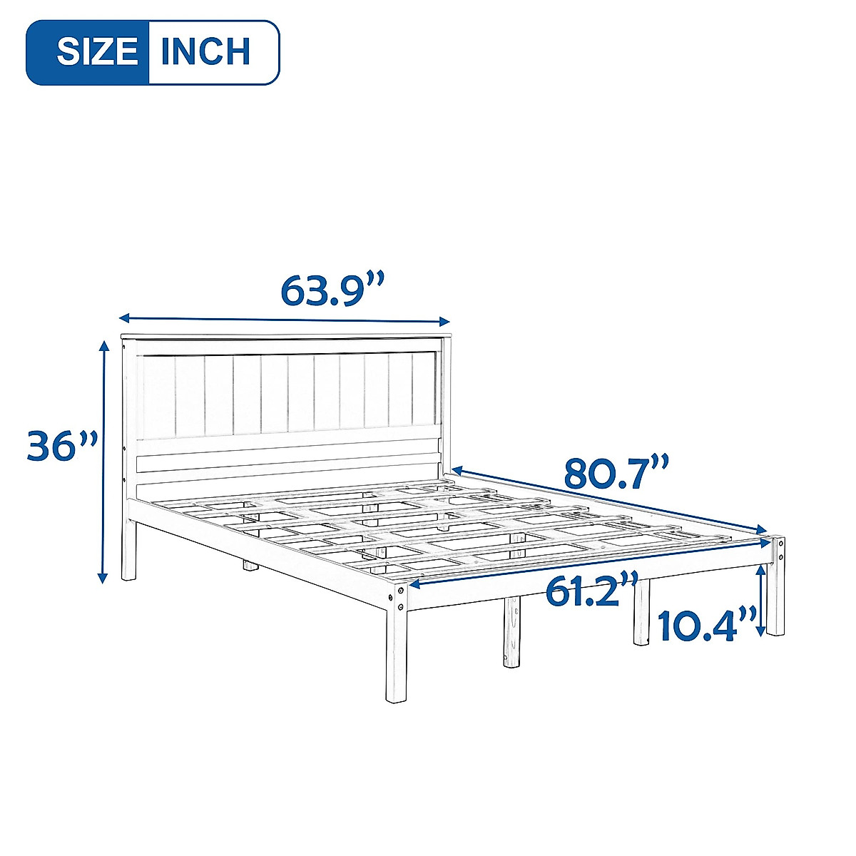 Aiuyesuo Modern Queen Size Platform Bed with Headboard, Wooded Platform Bed Frame with Strong Wood Slat Support, No Box Spring Needed, Easy Assembly (White-YU0OW)