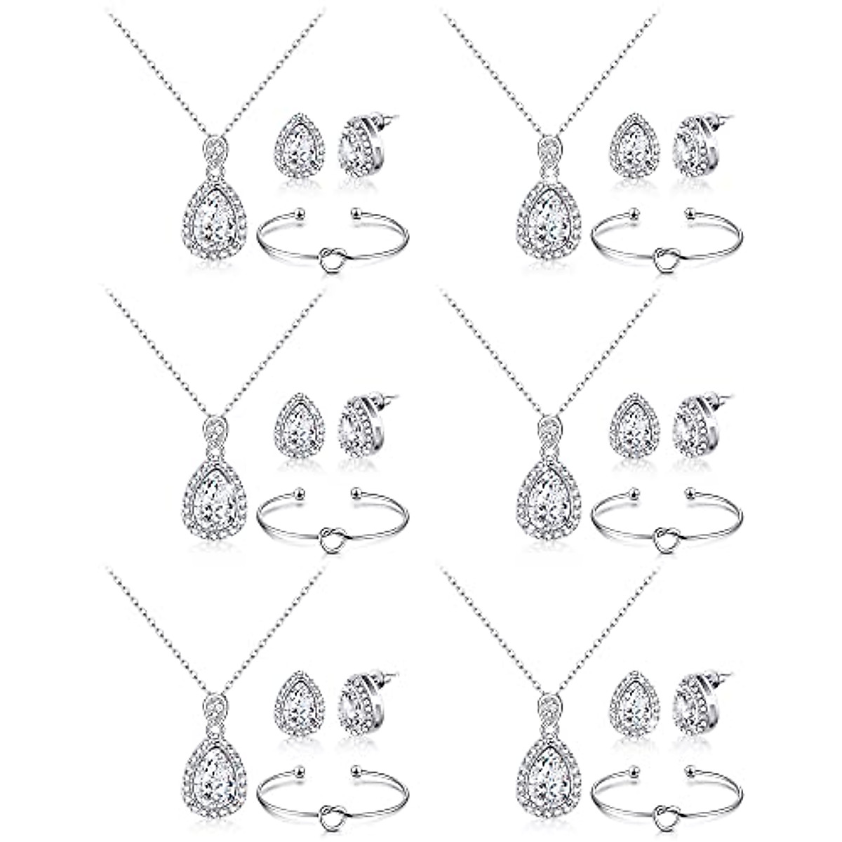 Fumete 6 Sets Bridesmaid Jewelry Set for Wedding Necklace Earrings Bracelet Bridesmaid Jewelry for Bridesmaid Gifts