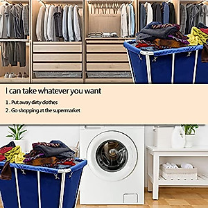 XIJIXILI Laundry Cart with Wheels Commercial 10 Bushel Heavy Duty Laundry Basket Trucks Cart, Oversized Stainless Steel Laundry Cart with Waterproof Oxford Cloth 260 LBS Weight for Hotels and Hospital