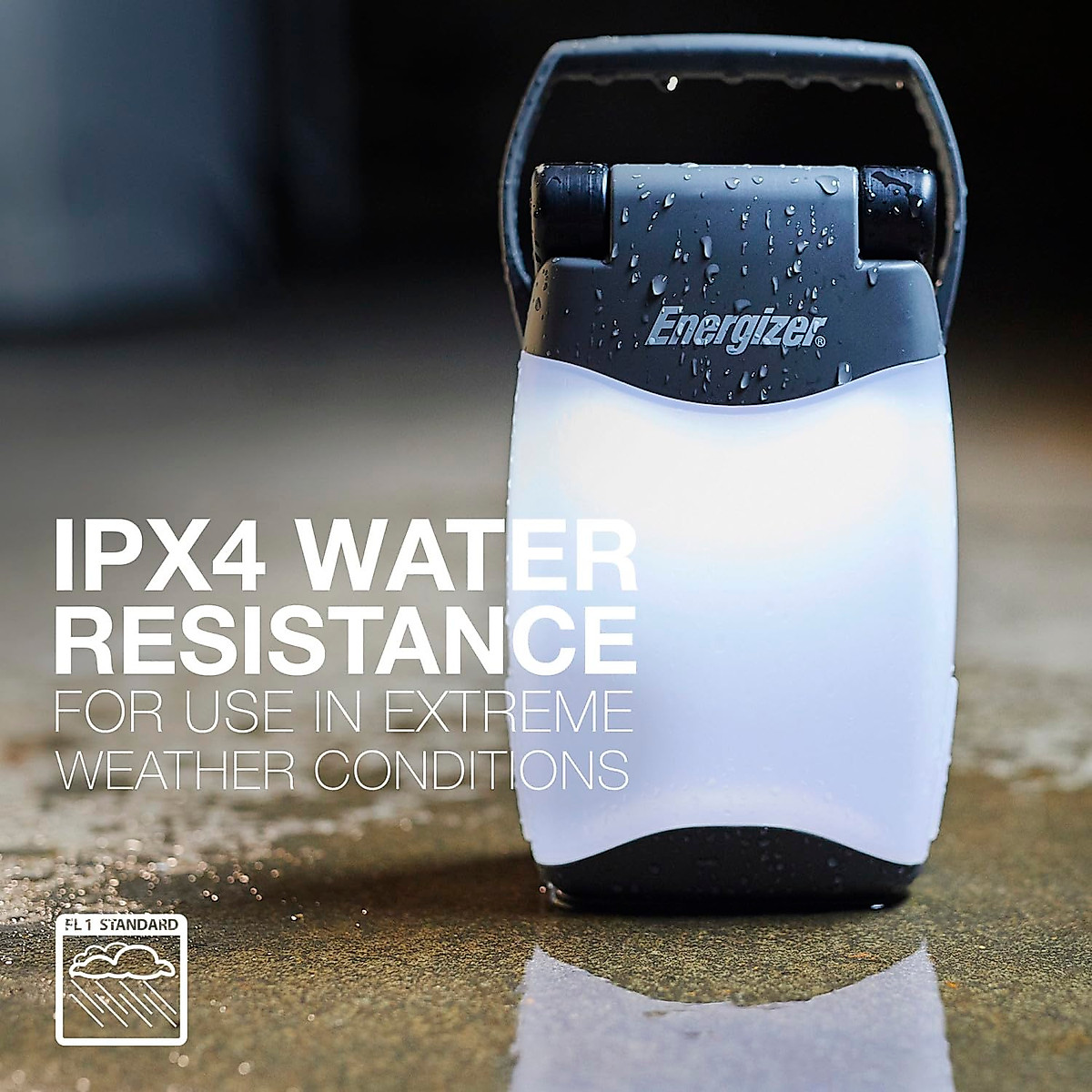 Energizer Weatheready Folding LED Portable Lantern, Battery Powered Lantern, Water Resistant Camping Lantern and Emergency Light, Pack of 1, Black