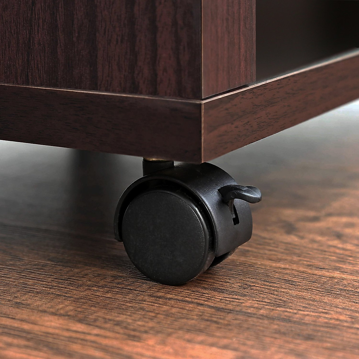 Furinno Indo Petite Under Desk Utility Cart with Casters, Espresso