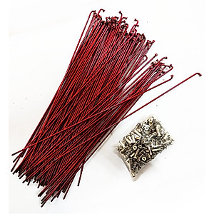 245mm Bike Spokes 14G Stainless Steel, Road Bike Spokes 100Pcs (Color Family : Red)