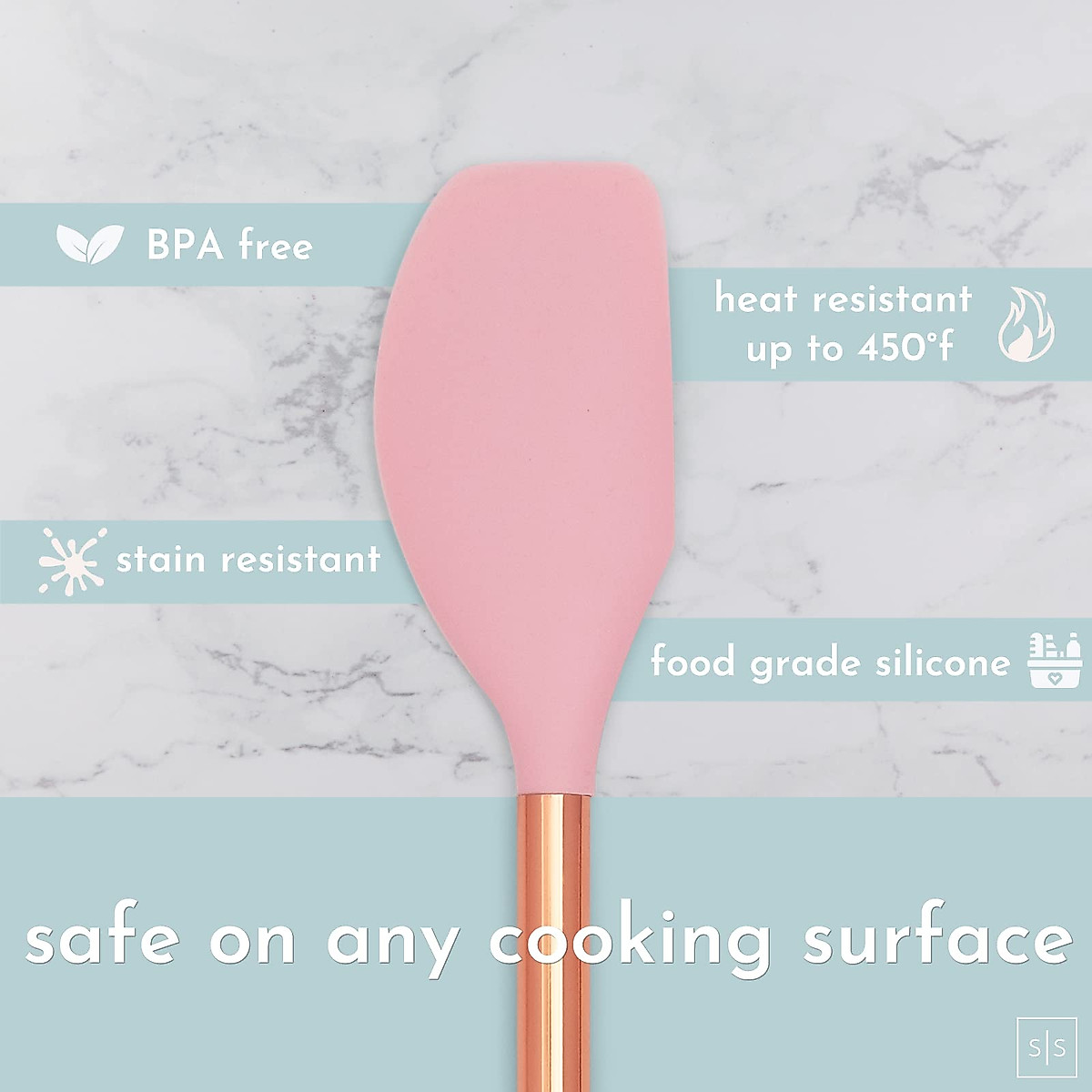 Copper and Pink Kitchen Utensils Set - 17-Piece Silicone Cooking Tools with Copper Utensil Holder and Pink Measuring Cups and Spoons for Baking and Everyday Cooking - Stylish Kitchen Accessories