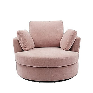 360° Swivel Accent Barrel Chair with 3 Pillows Furniture Set,Upholstered Oversized Leisure Round Loveseat Recliner Cozy Club Sofa Chaise Lounge Circle Armchair for Living Room/Hotel/Nursery/Office