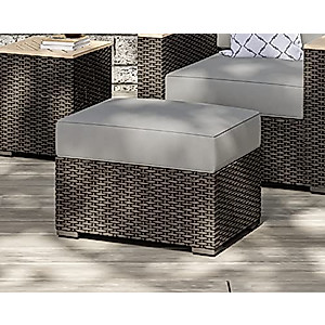 Homestyles Boca Raton Outdoor Ottoman, 1 Seat, Grey