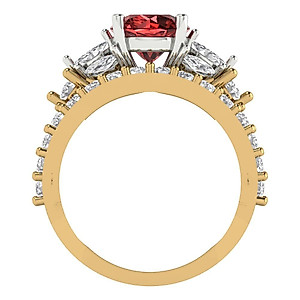 Clara Pucci 2.66 carat Round Shape Solitaire 3 stone Natural Garnet Engagement Wedding Anniversary Bridal Ring band set 14k Multi Gold 7