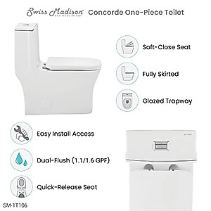 Swiss Madison Well Made Forever SM-1T106 Concorde One Piece Toilet, Glossy White