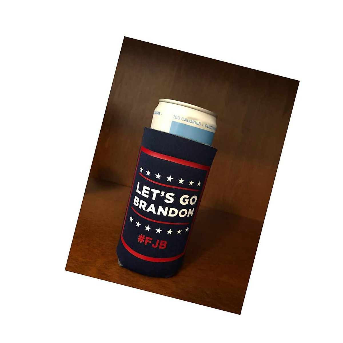 Let's Go Brandon Soft Insulated Can Cooler Drink Sleeve (Navy Blue, Slim Can/Water Bottle)
