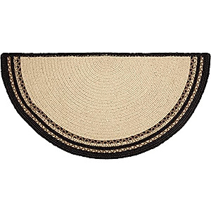 VHC Brands Sawyer Mill Small Jute Half Circle Area Rug Farmhouse Poultry Design, Entryway Kitchen Doormat Non Skid Pad 16.5x33