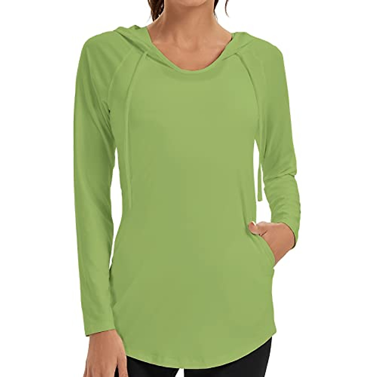 Vodi Mosa Lighweight Thin Hoodies For Women Summer Fall Athletic Hooded Sweatshirts Womens Sun Shirt（Green, L）