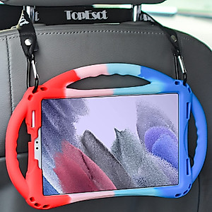 TopEsct Kids Case for Samsung Galaxy Tab A7 Lite 8.7 Inch 2021, Lightweight Kid-Proof Cover with Kickstand & Three Handles and Strap for Galaxy Tab A7 Lite 8.7 Inch (SM-T220/T225) (Red and Blue)