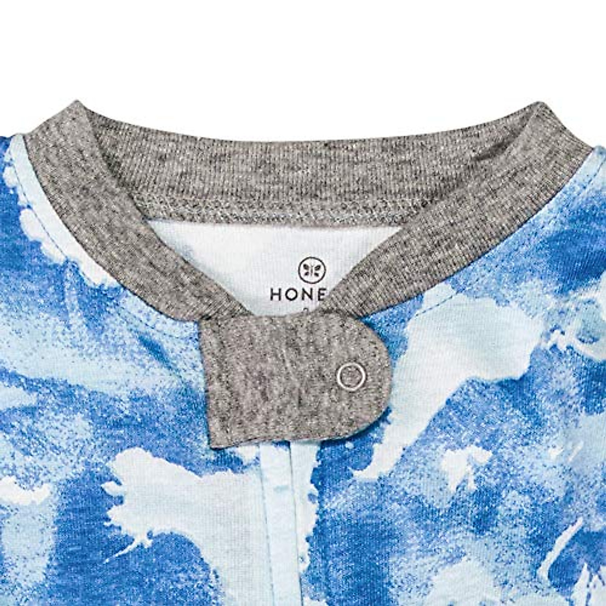 HonestBaby Non-Slip Footed Pajamas One-Piece Sleeper Jumpsuit Zip-Front 100% Organic Cotton PJs for Baby Boys (LEGACY), Watercolor World/Teal Blue, 18 Months