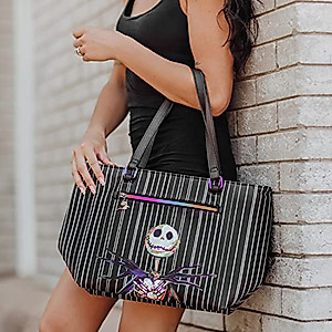 PICNIC TIME Disney Nightmare Before Christmas Uptown Cooler Tote Bag, Insulated Purse Lunch Bag for Her, Stylish Beach Bag Soft Cooler, (Black)
