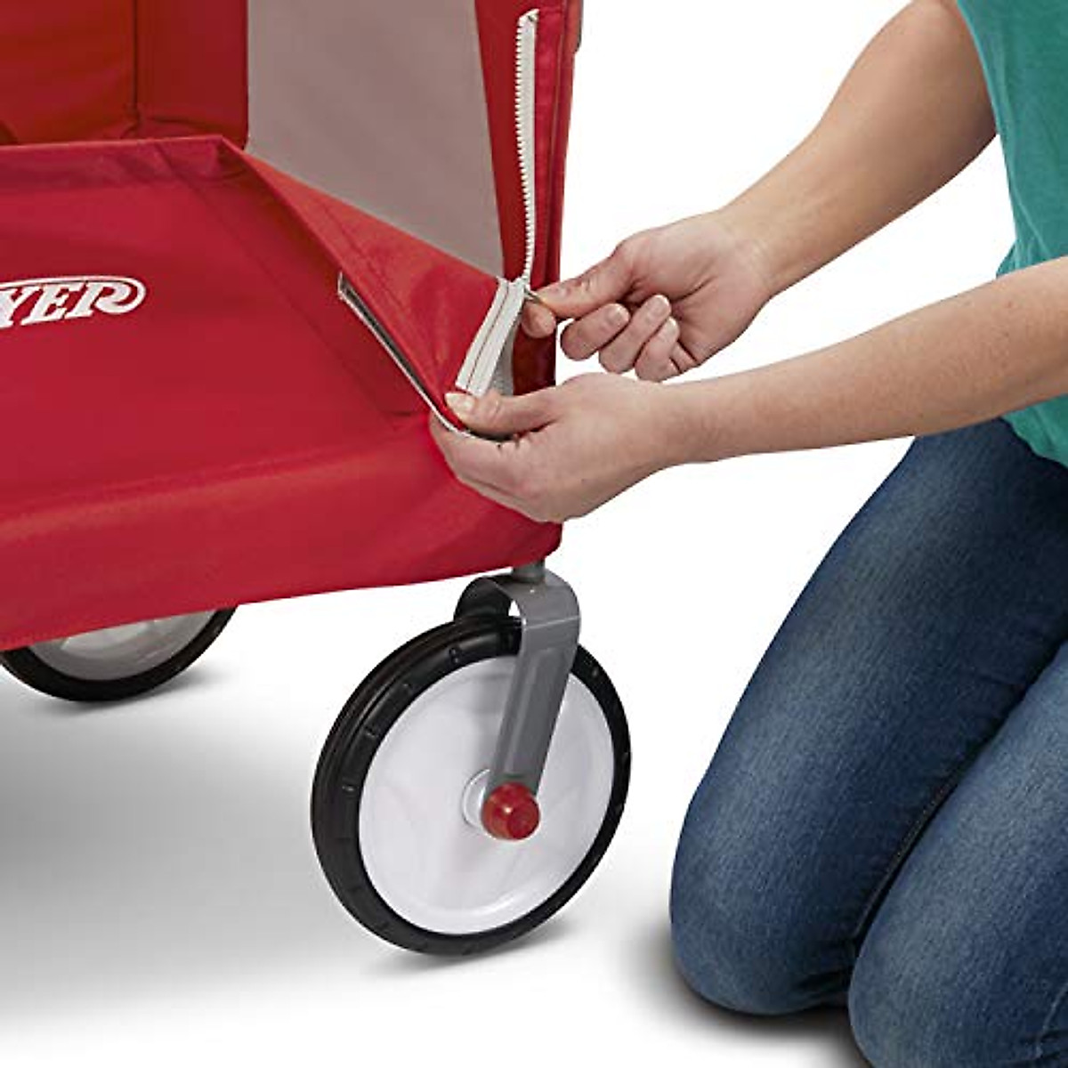 Radio Flyer 3-In-1 EZ Folding, Outdoor Collapsible Wagon for Kids & Cargo, Red Folding Wagon