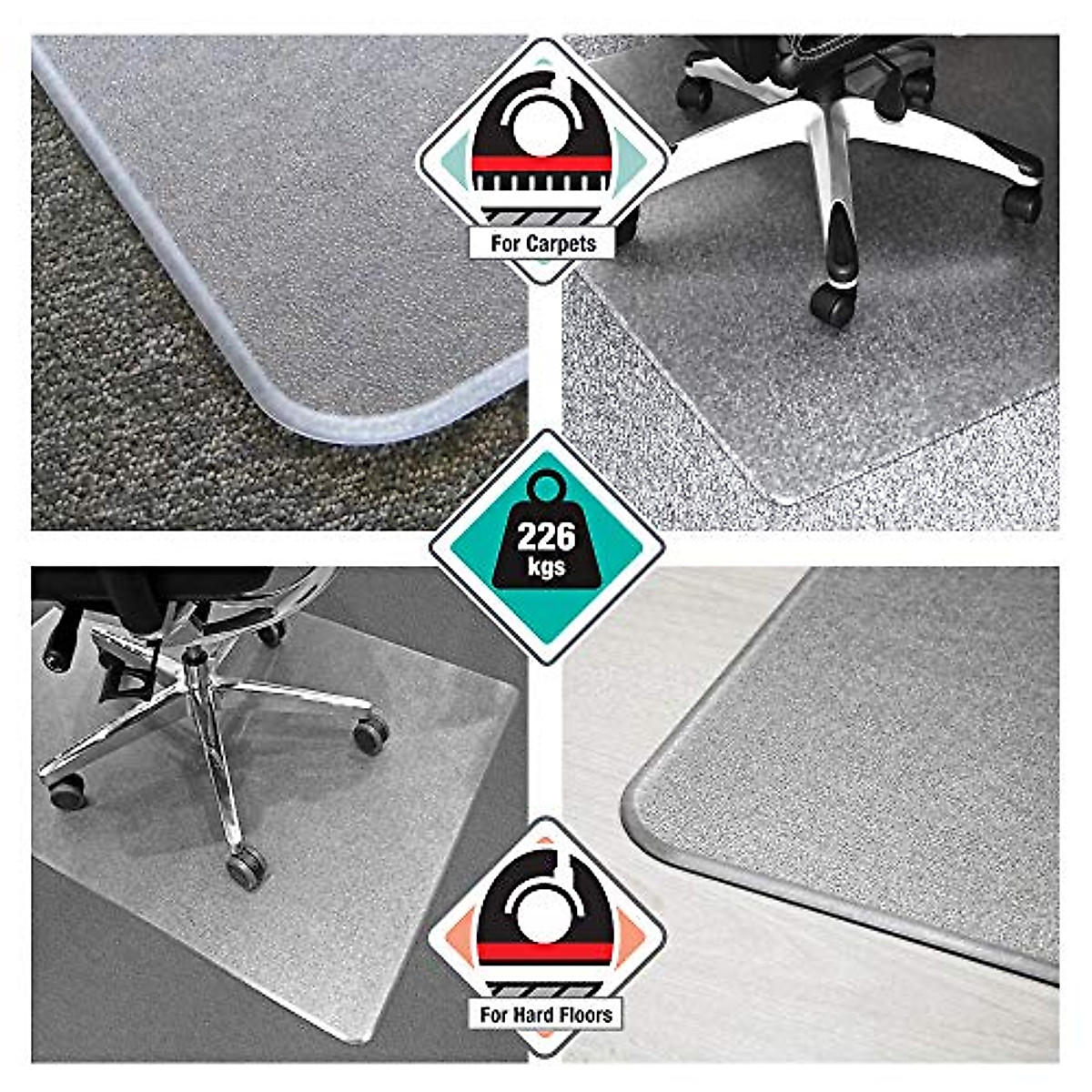 Floortex Extra Thick Heavy Duty Polycarbonate Chair Mat 35" x 47" for Hard Floors and Carpets