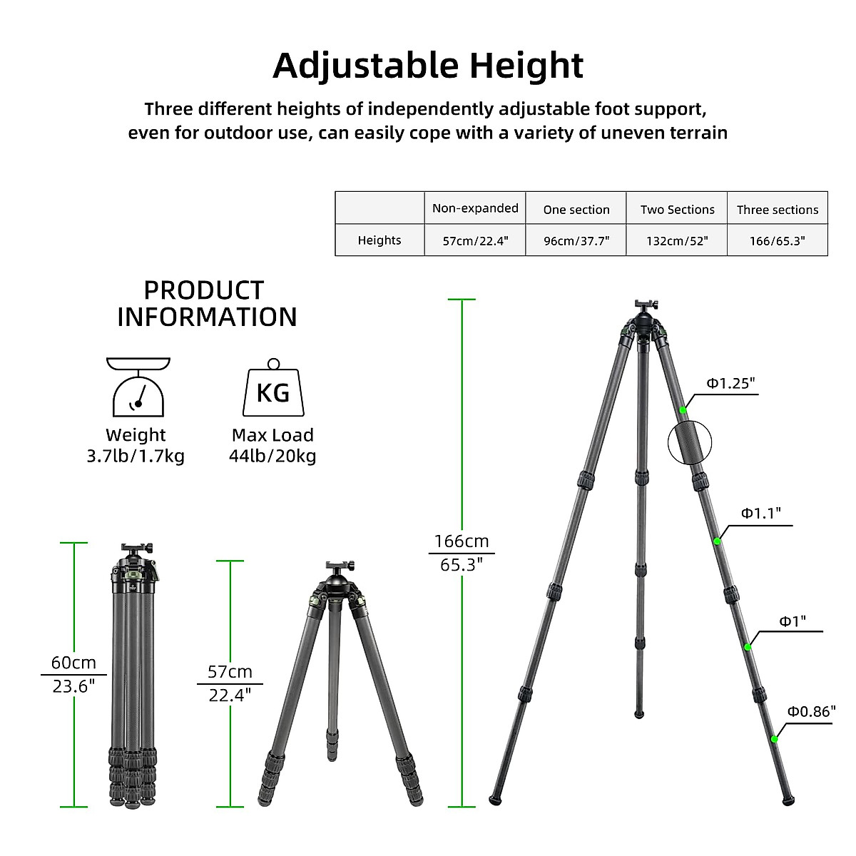 FANAUE Shooting Tripods for Rifles with Durable Aluminum and Carbon Fiber Frame, Iightweight, Stable Design,Quick Release Arca-Swiss Mounting System and Hands-Free Operation for Hunting and Outdoors