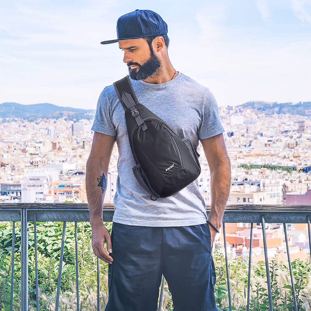 G4Free RFID Sling Bag Crossbody Sling Backpack Small Chest Shoulder Backpack Men Women Hiking Outdoor(Black)