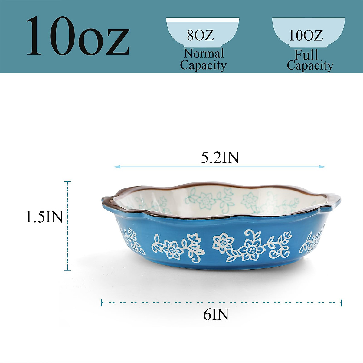 Cedilis 4 Pack Ceramic Mini Pie Pans, 6 inch Pot Pies Pan with Fluted Rims, 10oz Small Pie Dish for Baking Individual Quiche, Tarts, Fruit Pies, Microwave and Dishwasher Safe, 4 Color