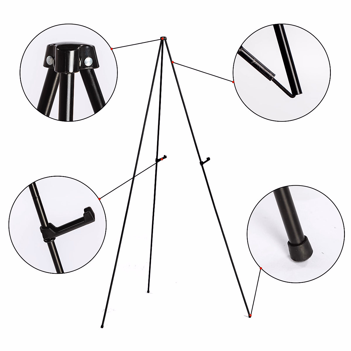 2 Pack Easel Stand for Display Wedding Sign & Poster - 63 Inches Tall Easels for Display - with Bag Collapsable Portable Poster Easle - Large Floor Adjustable Metal Easel Tripod Black