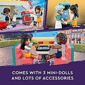 LEGO Friends Heartlake Downtown Diner Building Toy - Restaurant Pretend Playset with Food, includes Mini-Dolls Liann, Aliya, and Charli, Birthday Gift Toy Set for Boys and Girls Ages 6+, 41728