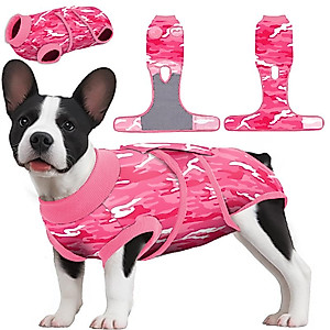 PetWarm Dog Onesie for Surgery Male,Anti-Licking Pet Surgical Recovery Snugly Suit Surgery Suit for Dogs,Professional Pet Recovery Shirt Dog Abdominal Wounds Bandages,Camouflage Pattern,Pink,M