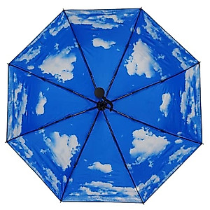 LLanxiry Umbrella Small Compact Travel Umbrellas for Rain Mini Folding Portable Automatic Open/Close Umbrella for Man/Women (High clouds)