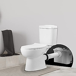 Upflush Macerating Toilet with Pump for Basement, Macerator Pump, 1.28GPF Dual Flush Toilet Tank, Big Round Toilet Bowl, Water Tank, Night Light, Brush, Two Piece Toilet, 4 Water Inlets