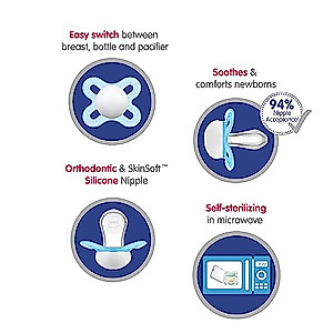 MAM Start Newborn Girl Pacifiers, Best for Breastfed Babies, Blue,3 Count (Pack of 1)