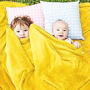 Yellow Cozy Soft Blankets & Throws for Couch, Lightweight Fleece Fall Fuzzy Blanket Couch Chairs Sofa Bedroom Living Room 50x70 inch Boys Girls Adults Student
