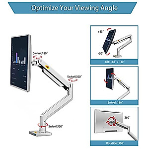 NB North Bayou Monitor Arm Ultra Wide Full Motion Swivel Monitor Mount for 22''-40'' Monitors with Load Capacity from 4.4 to 30lbs Height Adjustable Monitor Stand G40-S (Sliver)