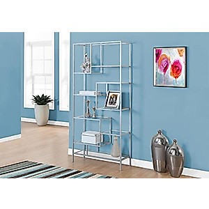 MONARCH SPECIALITIES INC. Bookcase, 72 inch, Silver/Clear Glass