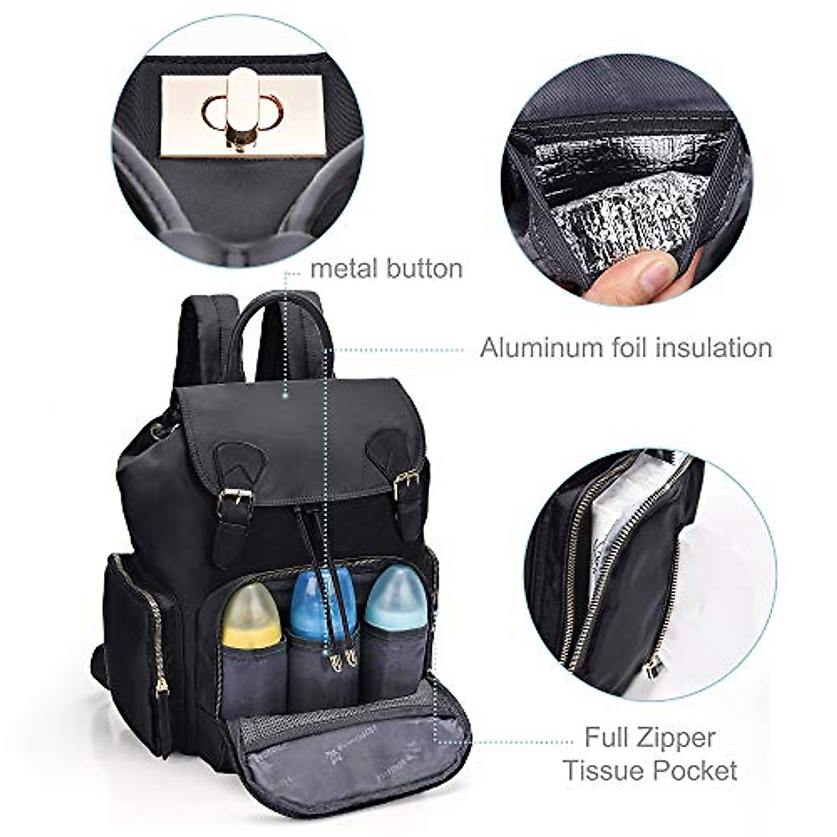 Hafmall Diaper Bag Backpack, Baby Diaper Bag with Stroller Hooks for Mom Dad, Multifunctional Nappy Bag for Boys Girls, Stylish Travel Mommy Bag (Plaid)