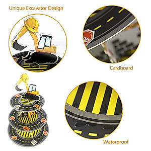 Construction Birthday Decorations Cupcake Stand Cardboard Dessert Stand 3 Tire Mini Cake Stand Reusable Kid Birthday Baby Shower Party Supplies Treat Stand