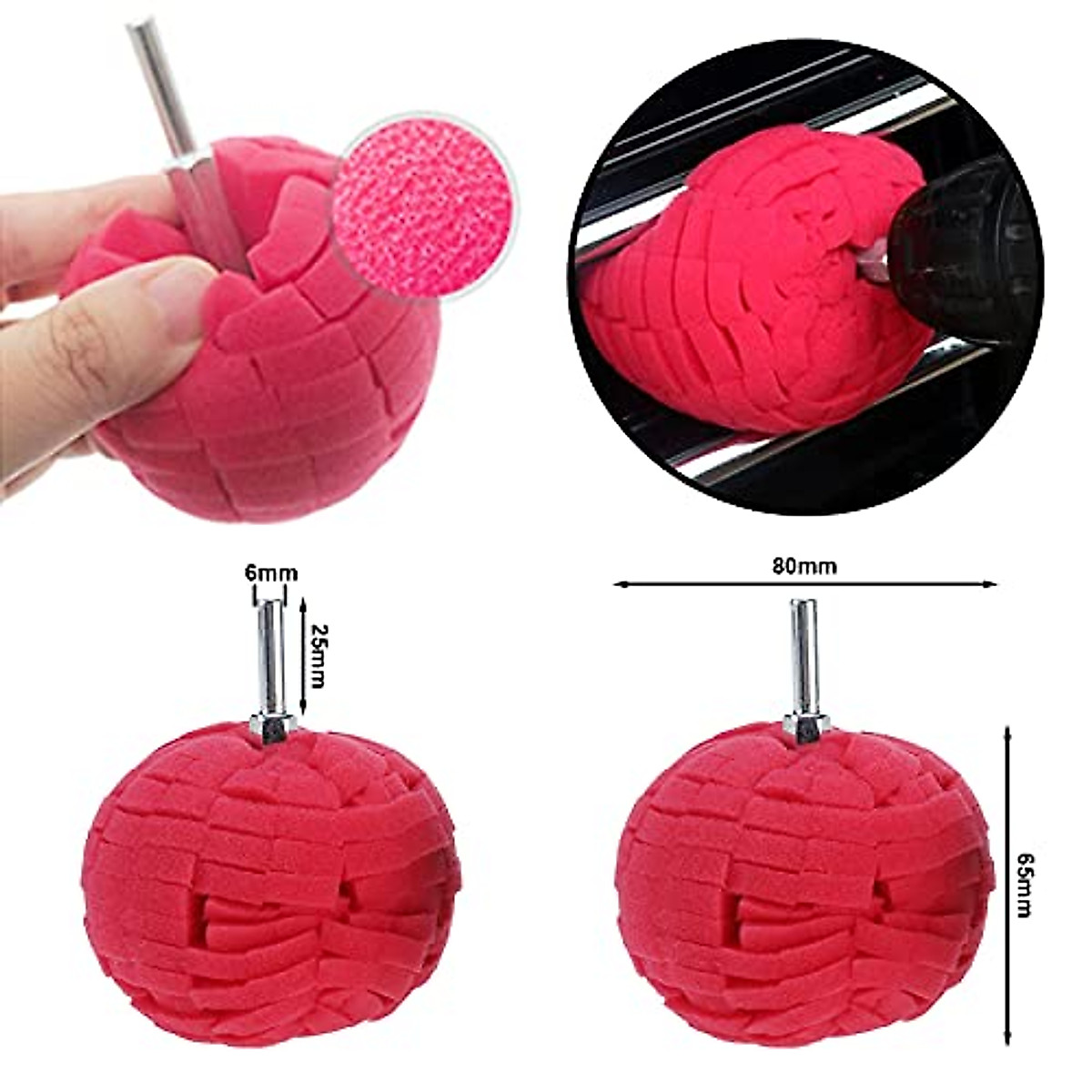 AuInLand 6 PCS Car Buffers Polishers Kit Cone Buffing Polishing Wheel Sponge Buffing Pads Ball Sponge Sanding Wheels