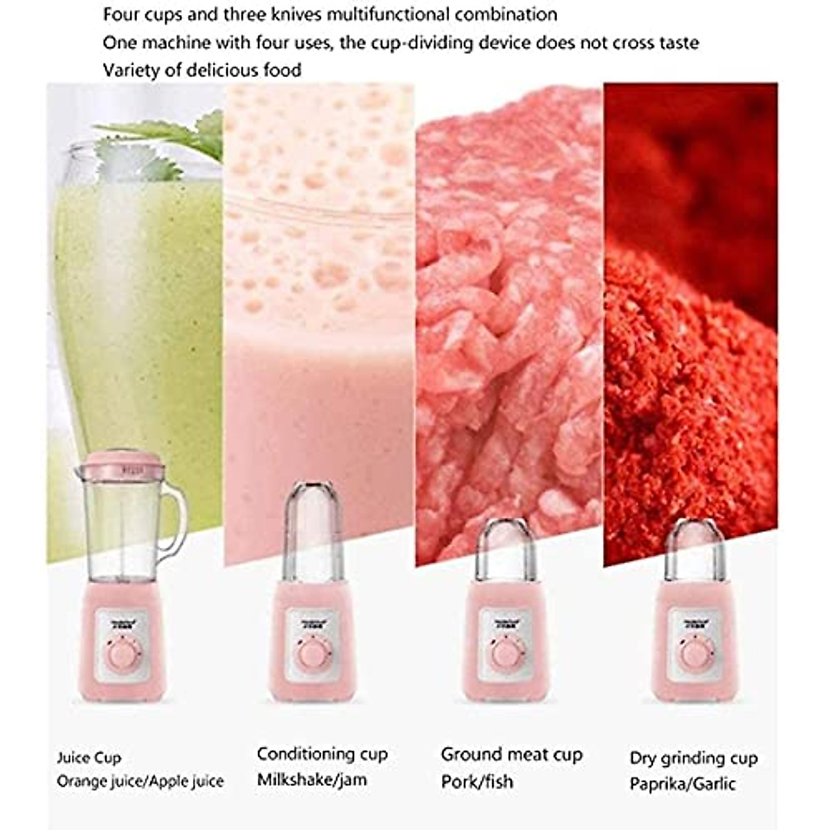 Multifunctional Blender Stainless Steel Blades, 3 Speed Control With Pulse, Overheat Protection, Crusher, chopper, coffee grinder smoothie maker 22000 rpm 1150ml jar,blue,c,pink,d ZJ666