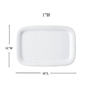 Juliska - Berry & Thread Melamine Tray 16 in. - Whitewash, Melamine Serving Tray - Unbreakable, White Melamine, Decorative Embossed Melamine Tray